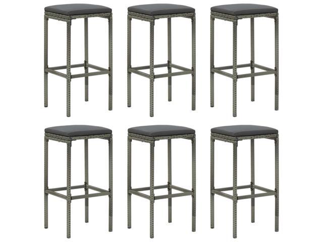 Click here for vidaXL Bar Stools with Cushions 6 pcs Gray Poly Ra... prices