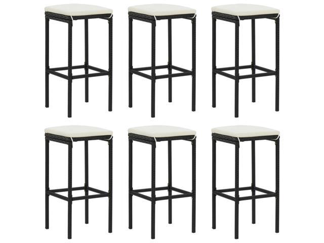Click here for vidaXL Bar Stools with Cushions 6 pcs Black Poly R... prices