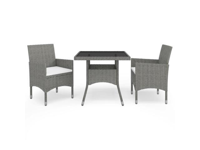 Click here for vidaXL 3 Piece Garden Dining Set Gray Poly Rattan... prices