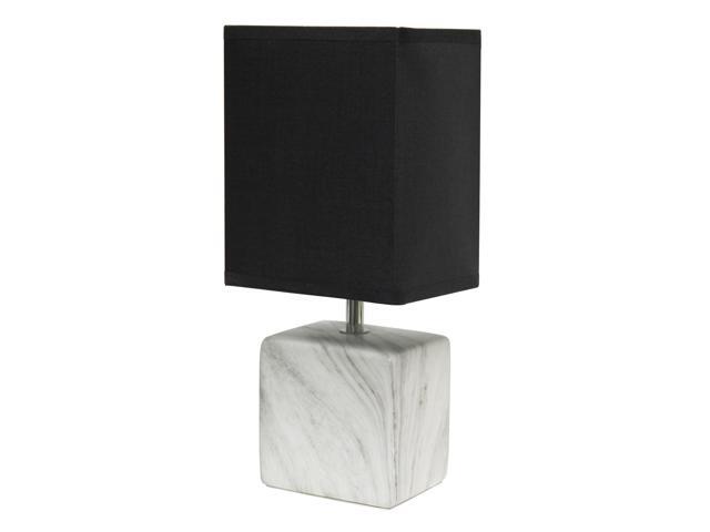 Simple Designs Petite Marbled Ceramic Table Lamp w/Fabric Shade
