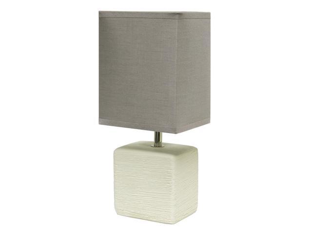 Simple Designs Petite Stone Table Lamp with Shade - Off White Base  Gray Shade