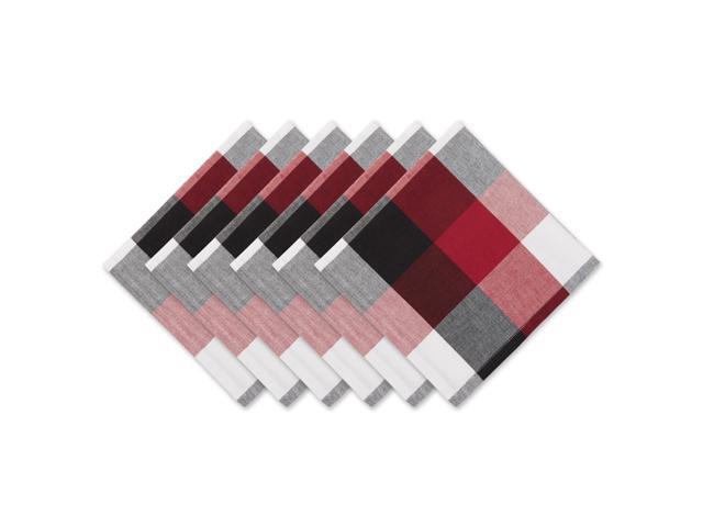 DII Cardinal Red Tri Color Check Napkin (Set of 6)