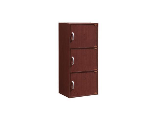 Click here for Hodedah 3-Shelf  3-Door Bookcase in Mahogany prices
