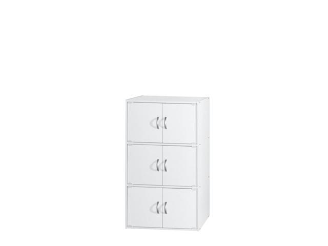 Click here for Hodedah 3-Shelf  6-Door Bookcase in White prices