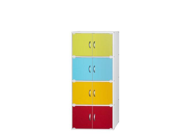 Click here for Hodedah 4-Shelf  8-Door Bookcase Cabinet in Rainbo... prices
