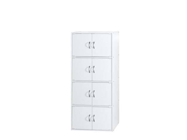 Click here for Hodedah 4-Shelf  8-Door Bookcase Cabinet in White prices