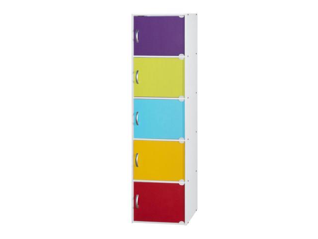 Click here for Hodedah 5-Shelf  5-Door Bookcase in Rainbow prices