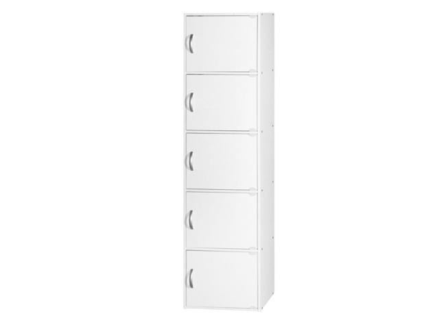 Click here for Hodedah 5-Shelf  5-Door Bookcase in White prices