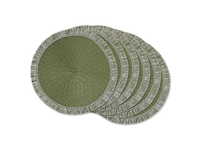 DII Sage Round Fringed Placemat Set of 6