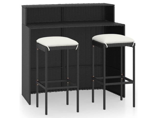Click here for vidaXL 3 Piece Garden Bar Set with Cushions Black prices