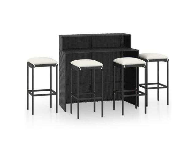 Click here for vidaXL 5 Piece Garden Bar Set with Cushions Black prices