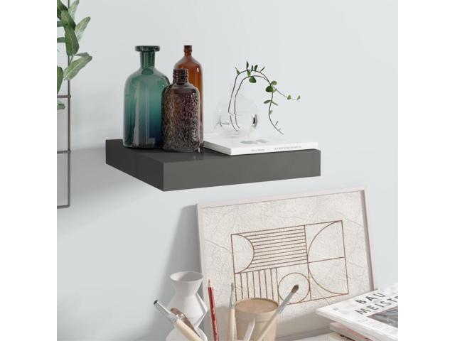 Click here for vidaXL Floating Wall Shelf High Gloss Gray 9.1x9.3... prices