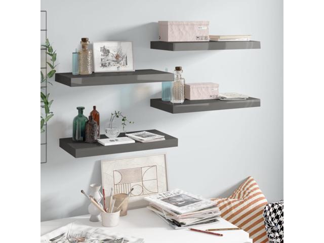 Click here for vidaXL Floating Wall Shelves 4 pcs High Gloss Gray... prices