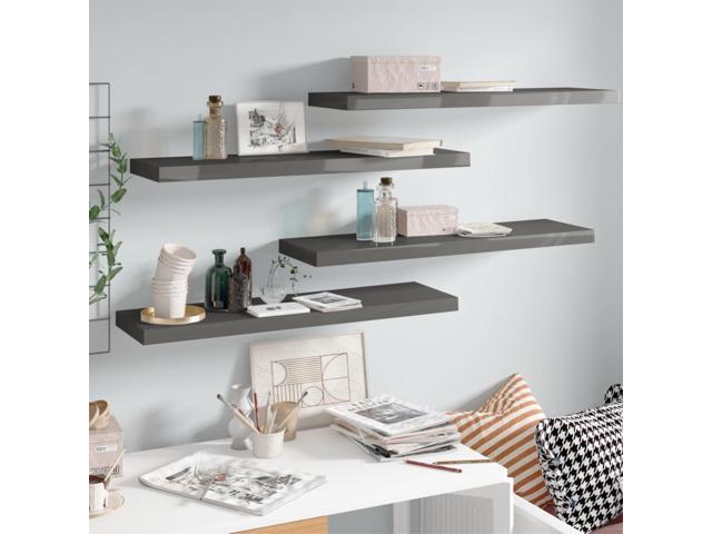 Click here for vidaXL Floating Wall Shelves 4 pcs High Gloss Gray... prices