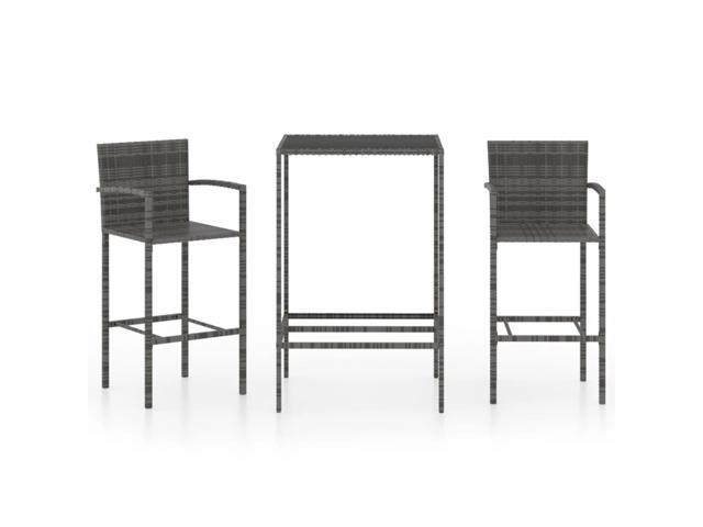 Click here for vidaXL 3 Piece Garden Bar Set Poly Rattan Gray prices