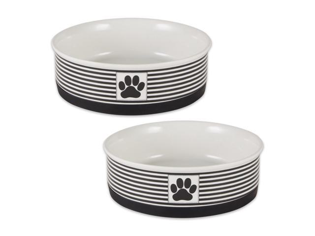 Click here for DII Pet Bowl Paw Patch Stripe  Black  Large 7.5Dx2... prices