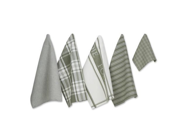 Design Imports Everyday Collection Foodie Kitchen Set  Dishtowel Dishcloth  Artichoke Green  5 Piece - Artichoke Green