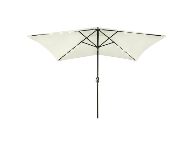 Click here for vidaXL Parasol with LEDs and Steel Pole Sand 6.6x9... prices
