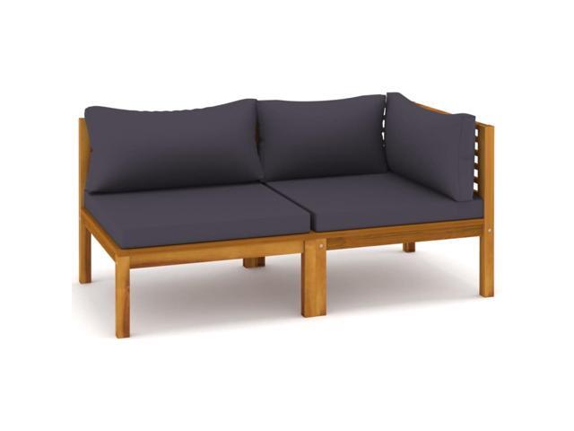 Click here for vidaXL 2 Piece Sofa Set with Dark Gray Cushions So... prices
