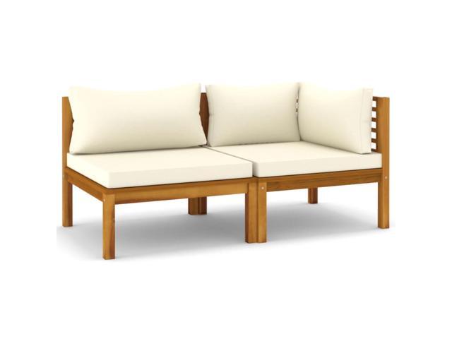 Click here for vidaXL 2 Piece Sofa Set with Cream White Cushions... prices