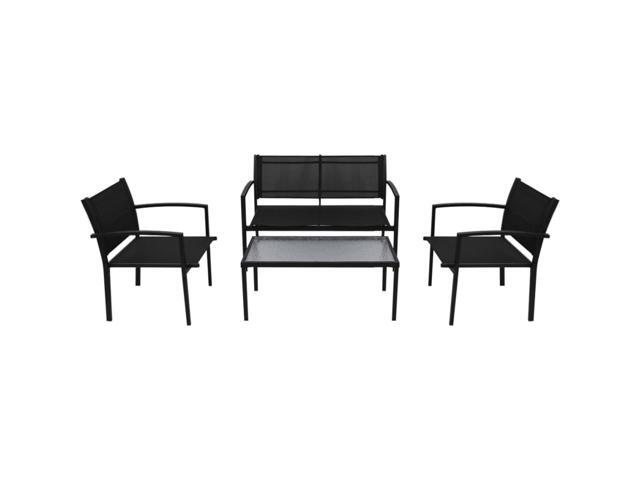Click here for vidaXL 4 Piece Patio Lounge Set Textilene Black prices