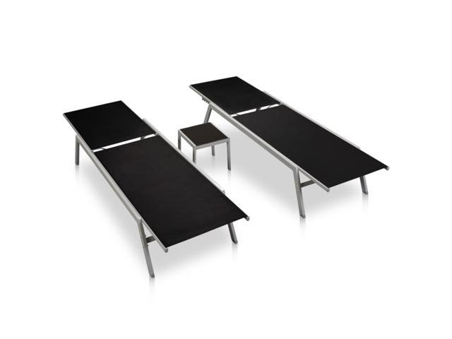 Click here for vidaXL Sun Loungers 2 pcs with Table Steel and Tex... prices