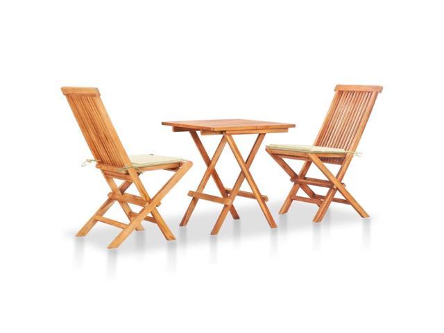 Click here for vidaXL 3 Piece Bistro Set with Cream Cushions Soli... prices