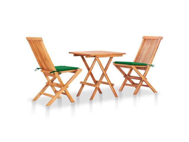 Click here for vidaXL 3 Piece Bistro Set with Green Cushions Soli... prices