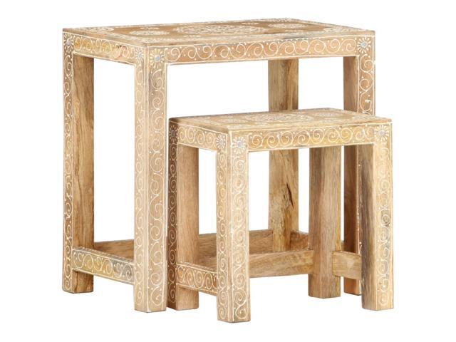 Click here for vidaXL 2 Piece Hand-painted Side Table Set Solid M... prices