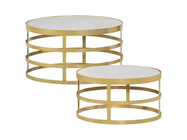 Click here for vidaXL 2 Piece Coffee Table Set Marble Brass and W... prices