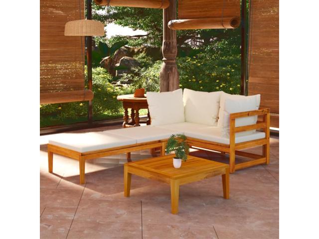 Click here for vidaXL 3 Piece Patio Lounge Set with Cream White C... prices