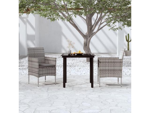 Click here for vidaXL 3 Piece Patio Dining Set with Cushions Gray... prices