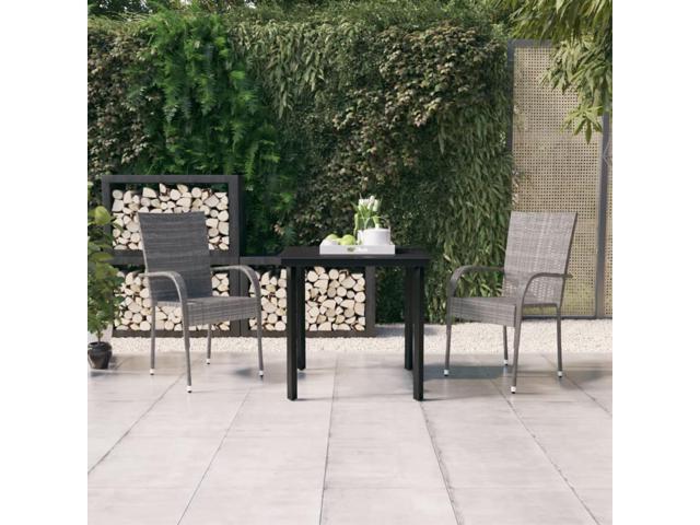 Click here for vidaXL 3 Piece Patio Dining Set Gray and Black prices