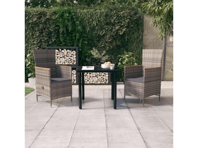 Click here for vidaXL 3 Piece Patio Dining Set with Cushions Gray prices