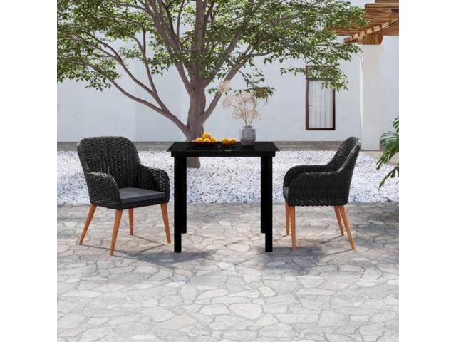 Click here for vidaXL 3 Piece Patio Dining Set with Cushions Blac... prices