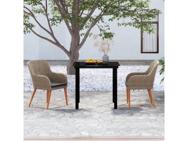 Click here for vidaXL 3 Piece Patio Dining Set with Cushions Brow... prices