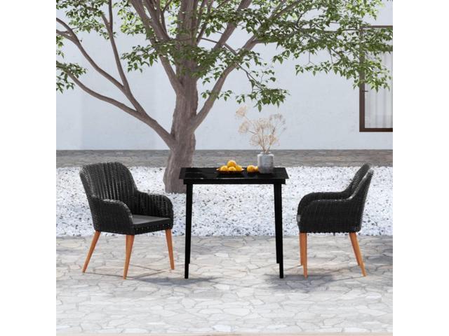 Click here for vidaXL 3 Piece Patio Dining Set with Cushions Blac... prices