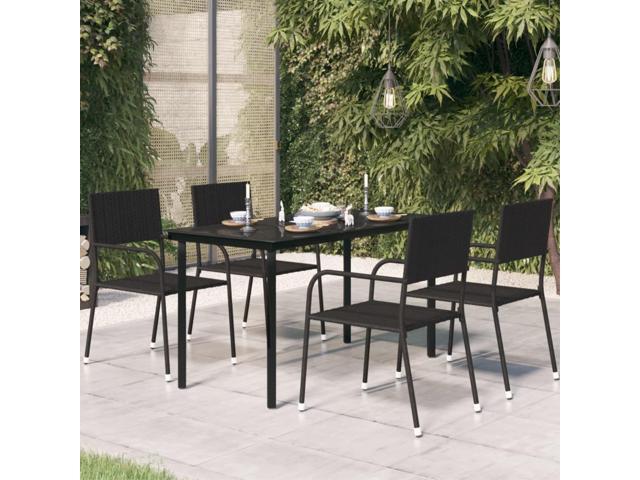 Click here for vidaXL Patio Dining Table Black 55.1x27.6x29.1 Ste... prices