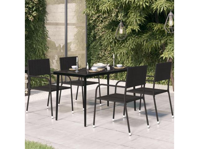 Click here for vidaXL Patio Dining Table Black 55.1x27.6x29.1 Ste... prices