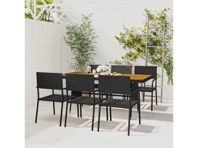 Click here for vidaXL 7 Piece Patio Dining Set Poly Rattan Black prices