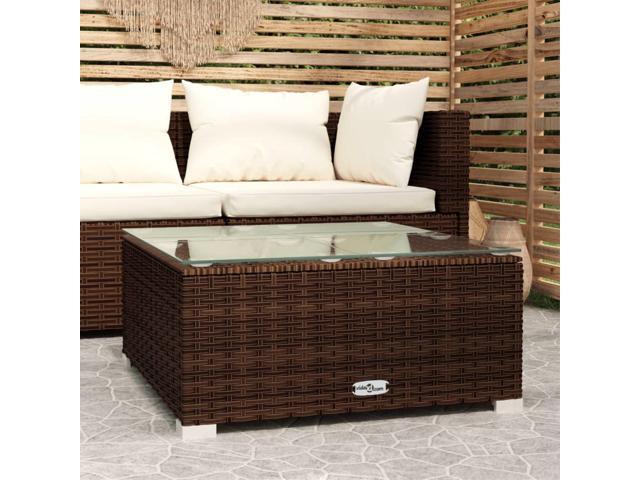 Click here for vidaXL Patio Coffee Table Brown 23.6x23.6x11.8 Pol... prices