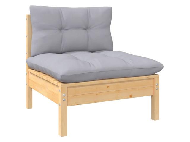 Click here for vidaXL Patio Middle Sofa with Gray Cushions Solid... prices