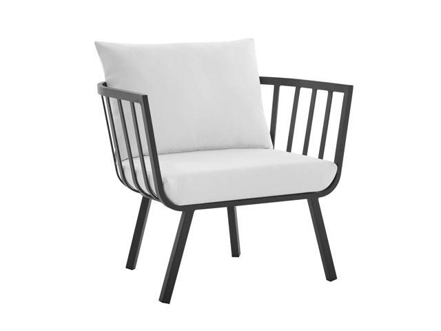 Click here for Riverside Outdoor Patio Aluminum Armchair Gray Whi... prices