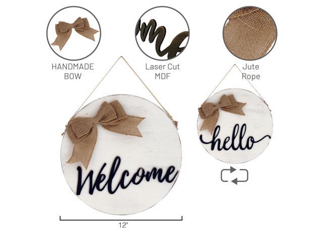 Click here for Welcome Hello Reversible Wood Wall Dcor with Burla... prices