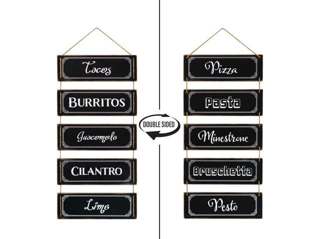 Click here for 5 Panels Black Reversible Hanging Wood Wall Sign D... prices