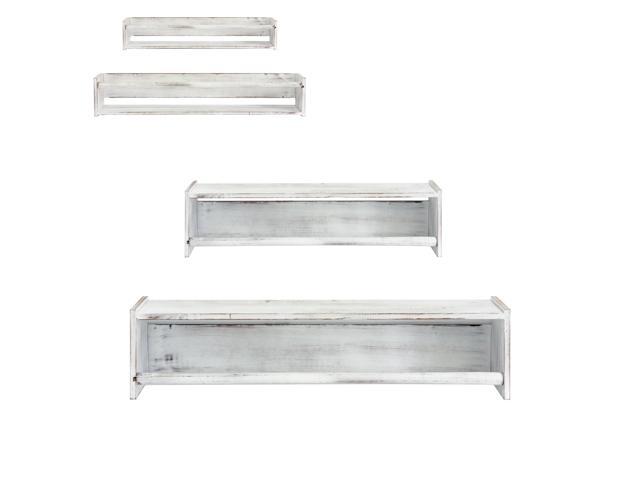 Click here for Wood Floating Wall Shelf Distressed White Set of 2 prices