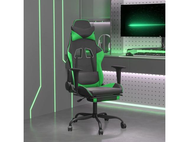Click here for vidaXL Gaming Chair with Footrest Black and Green... prices