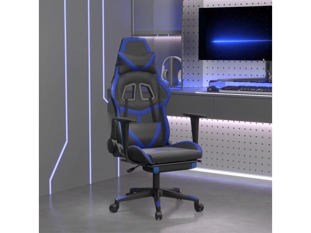 Click here for vidaXL Gaming Chair with Footrest Black and Blue F... prices