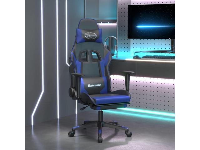 Click here for vidaXL Gaming Chair with Footrest Black and Blue F... prices