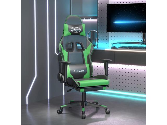 Click here for vidaXL Gaming Chair with Footrest Black and Green... prices